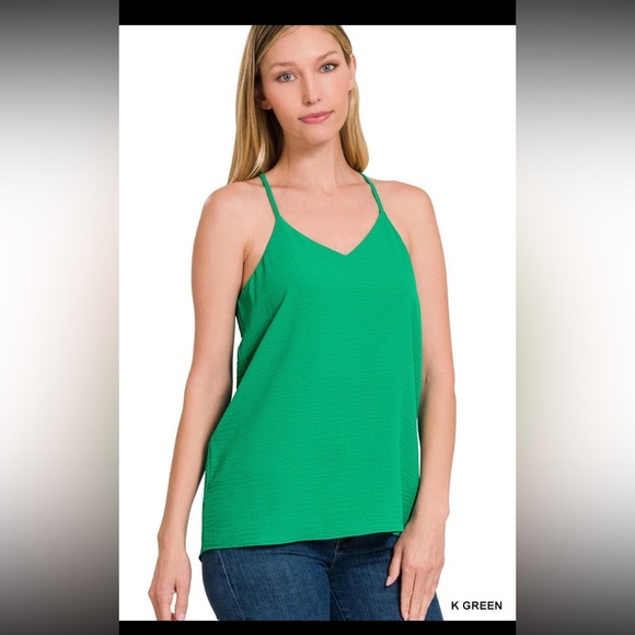 Zenana Outfitters | Tops | Woven Airflow Adjustable Strap Vneck Cami ...